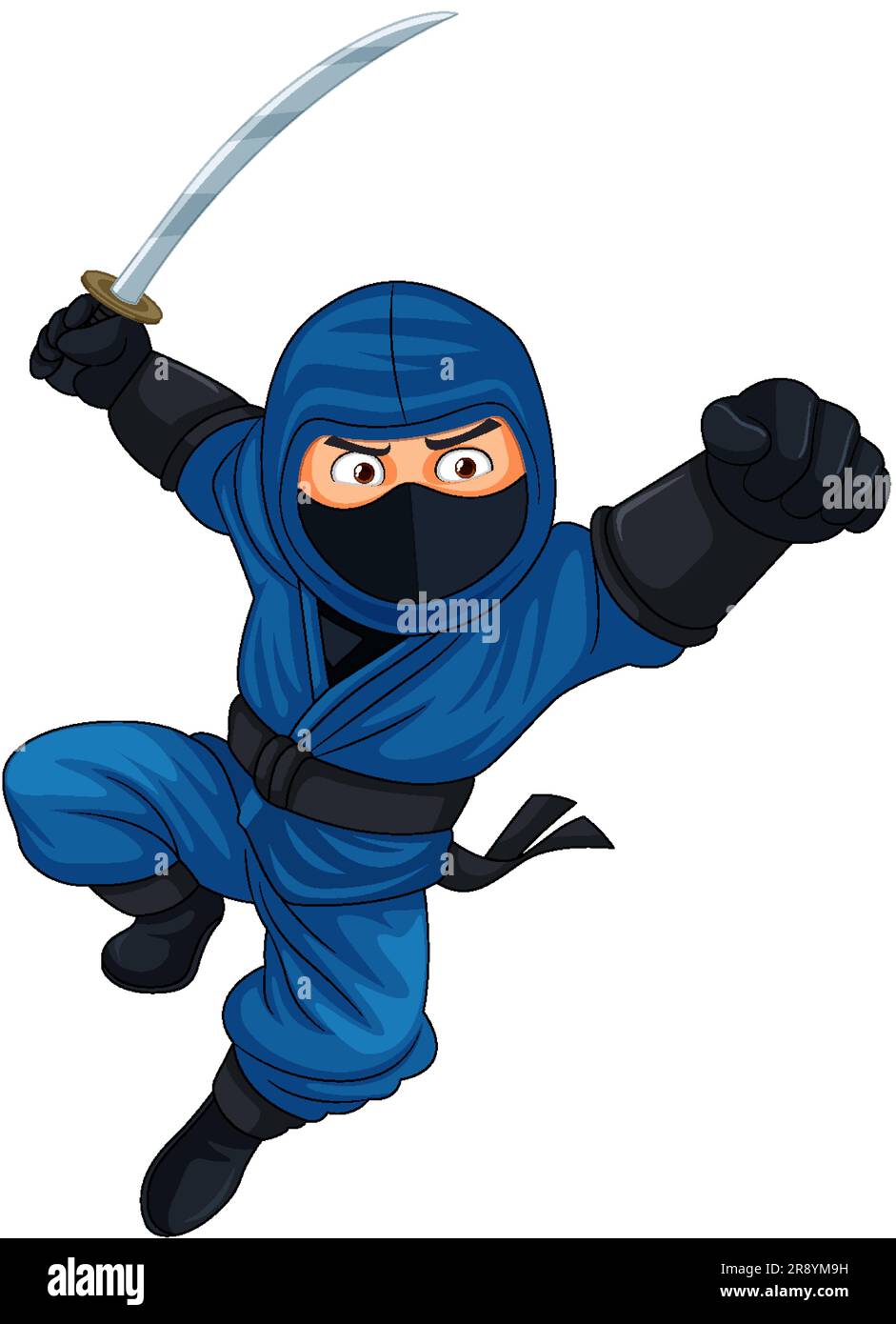 Ninja Jumping and Brandishing Sword illustration Stock Vector Image ...