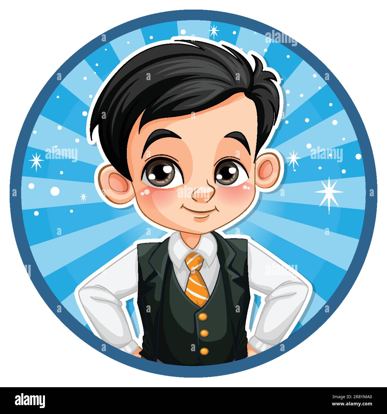 Cute boy student in school uniform profile logo illustration Stock ...