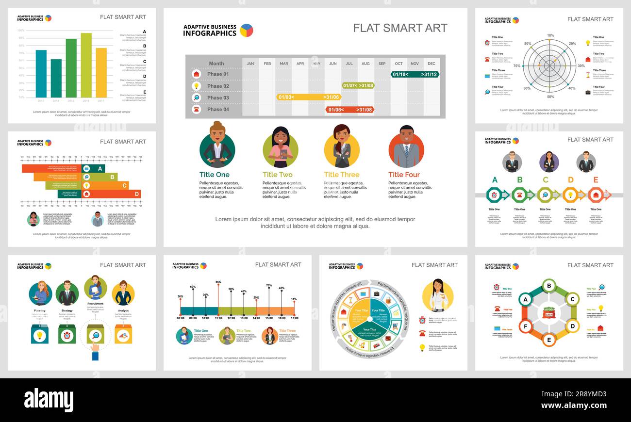 Colorful economy or research concept infographic charts set Stock ...