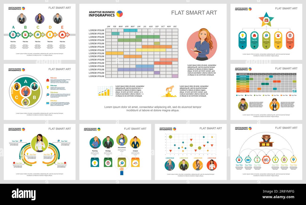 Colorful planning or management concept infographic charts set Stock ...