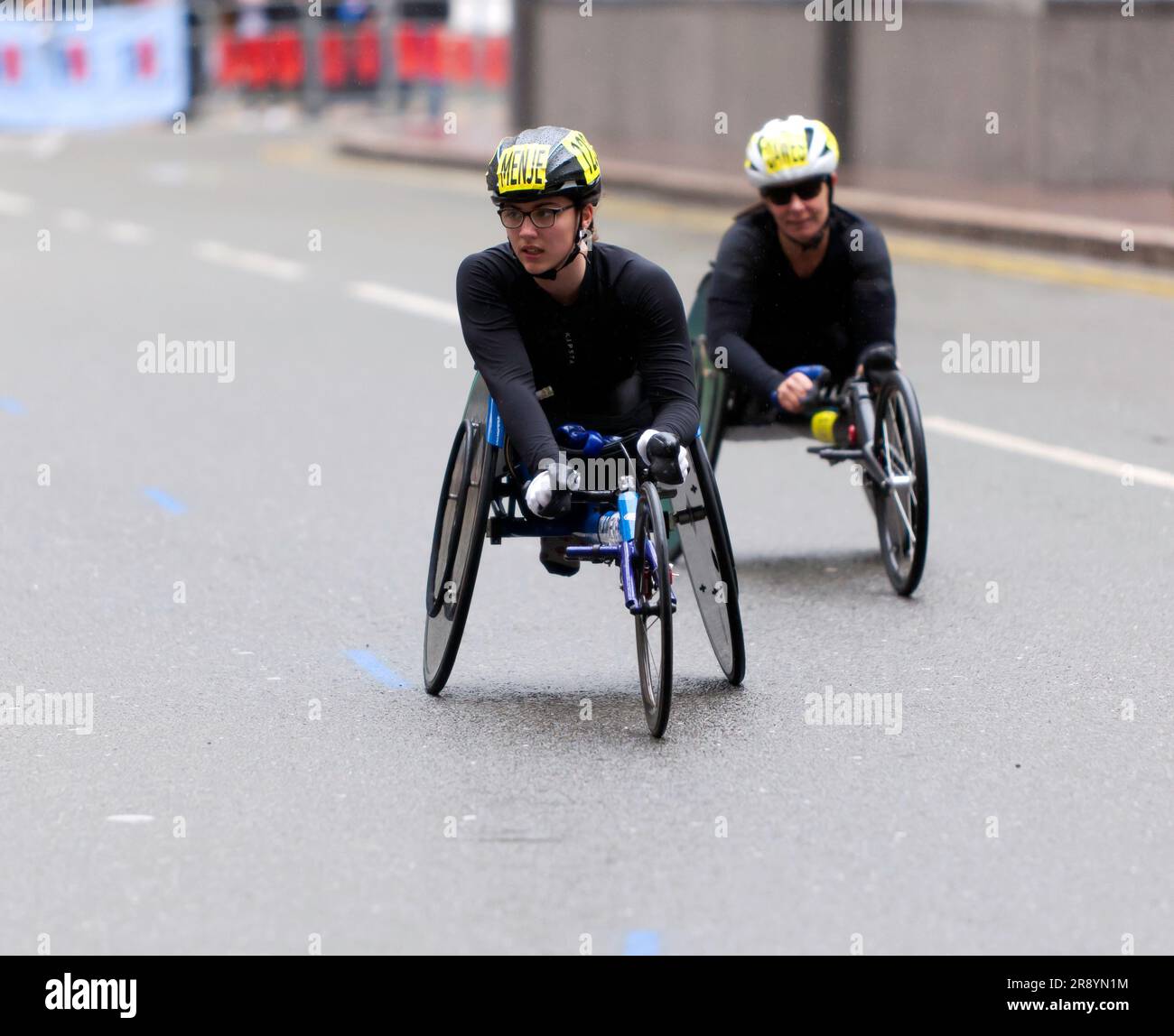 Merle Menje (GER) passing through Cabot Square, on her way to finishing ...