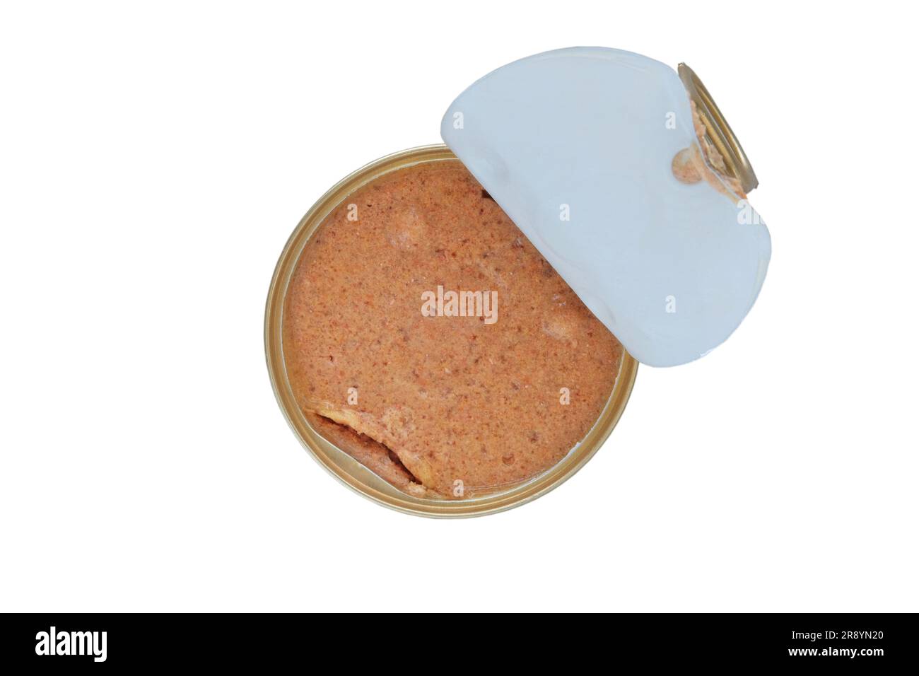 Pate for cats and dogs in metal container. Container isolated on a ...