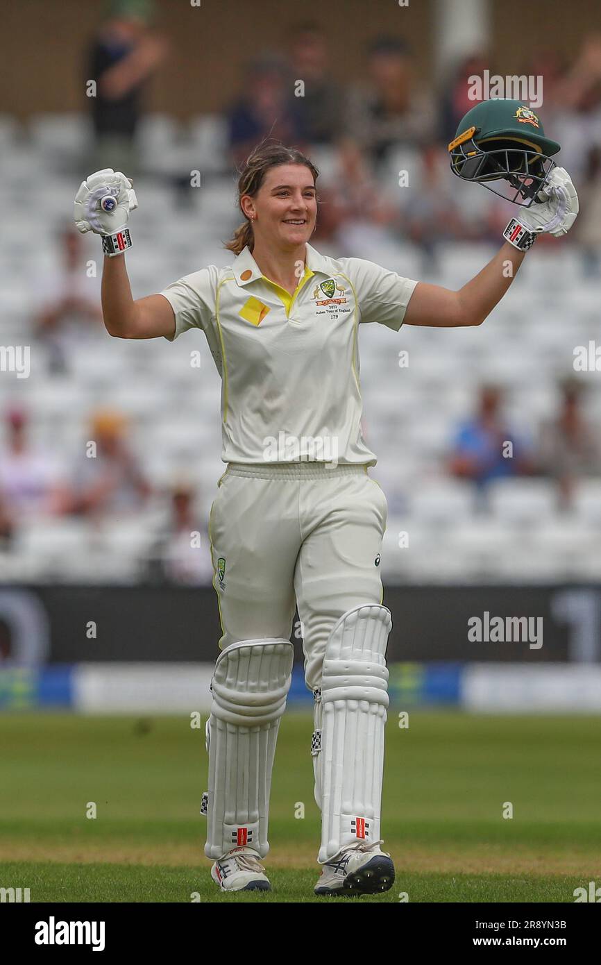 Annabel Sutherland of Australia celebrates a century (100 runs) during ...