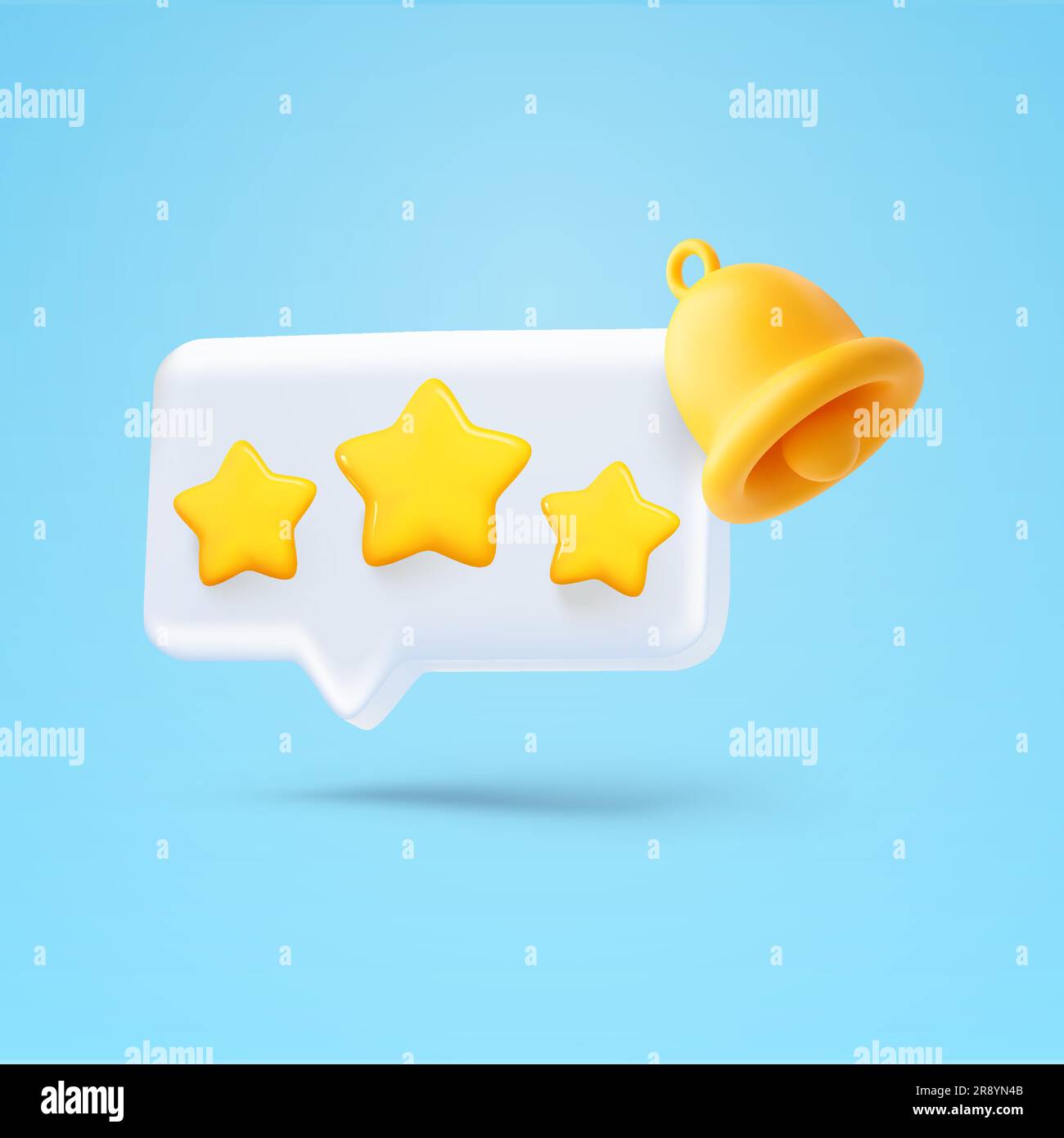 3d golden stars on chat or message box with notification bell, isolated ...
