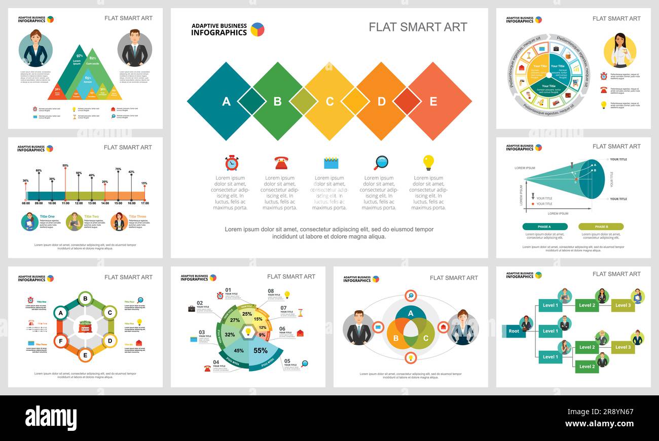 Colorful management or statistics concept infographic charts set Stock ...