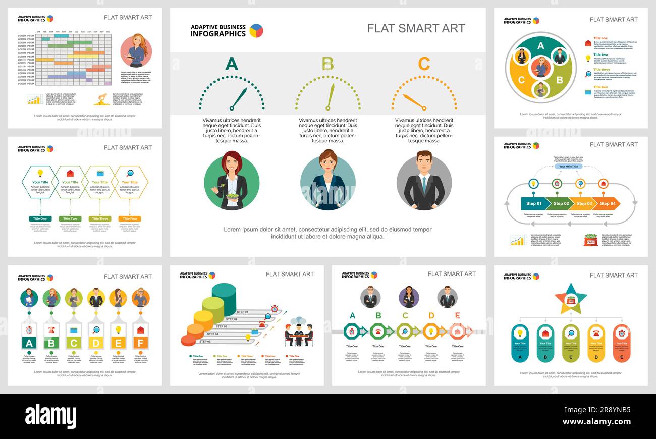 Colorful marketing or planning concept infographic charts set Stock ...