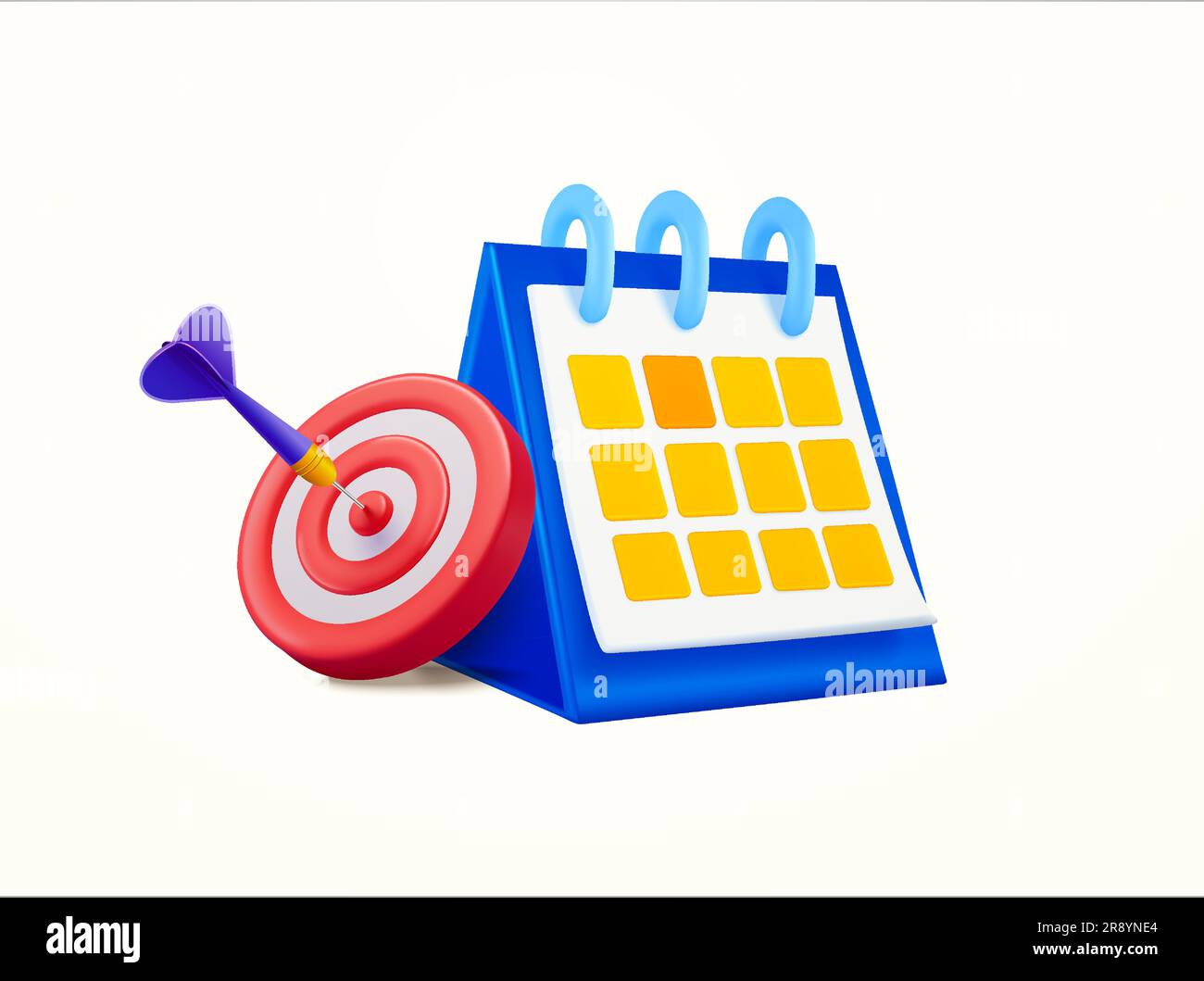 3d calendar with target icon, bull eye shot icon, dart or arrow ...