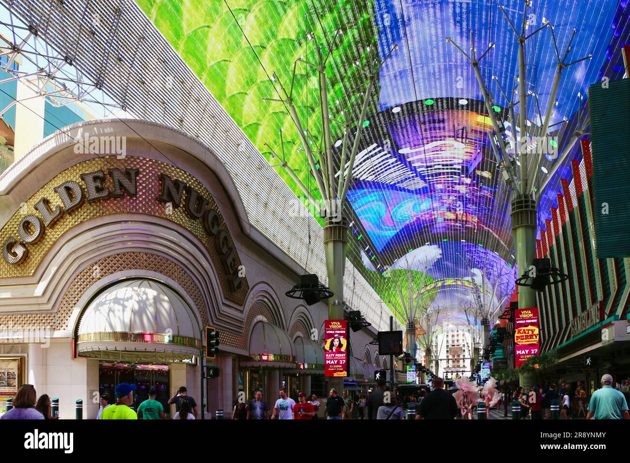 Golden Nugget luxury hotel and casino with the overhead LED screen The Fremont Street Experience ...