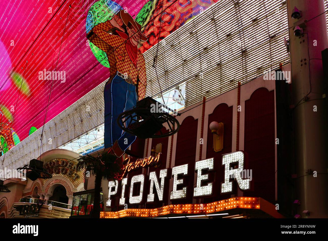 Vegas Vic neon cowboy iconic sign at the Pioneer Club souvenir store ...