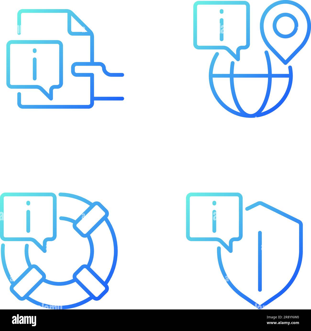 Safe information service pixel perfect gradient linear vector icons set ...