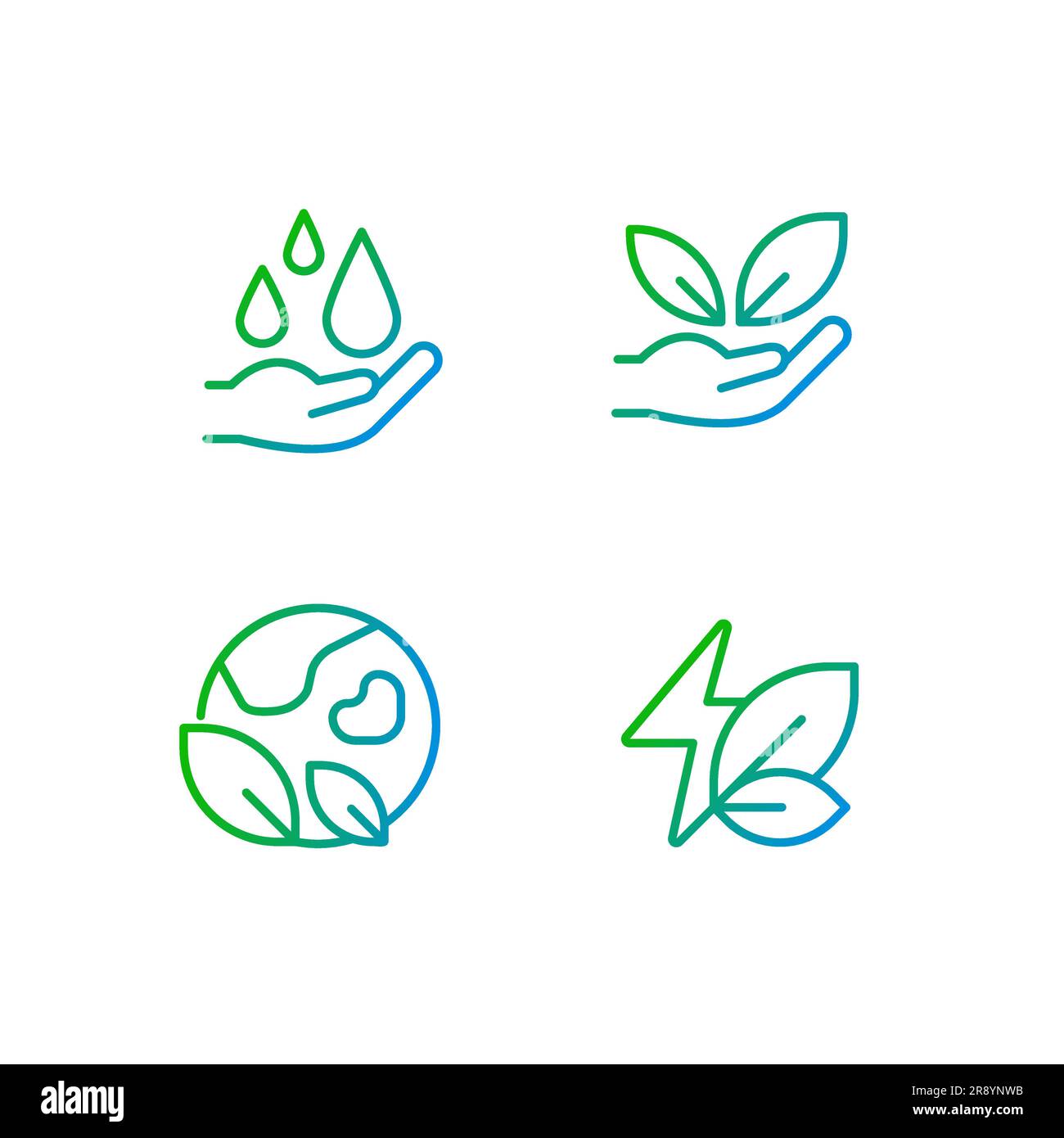 Natural sources protection pixel perfect gradient linear vector icons ...