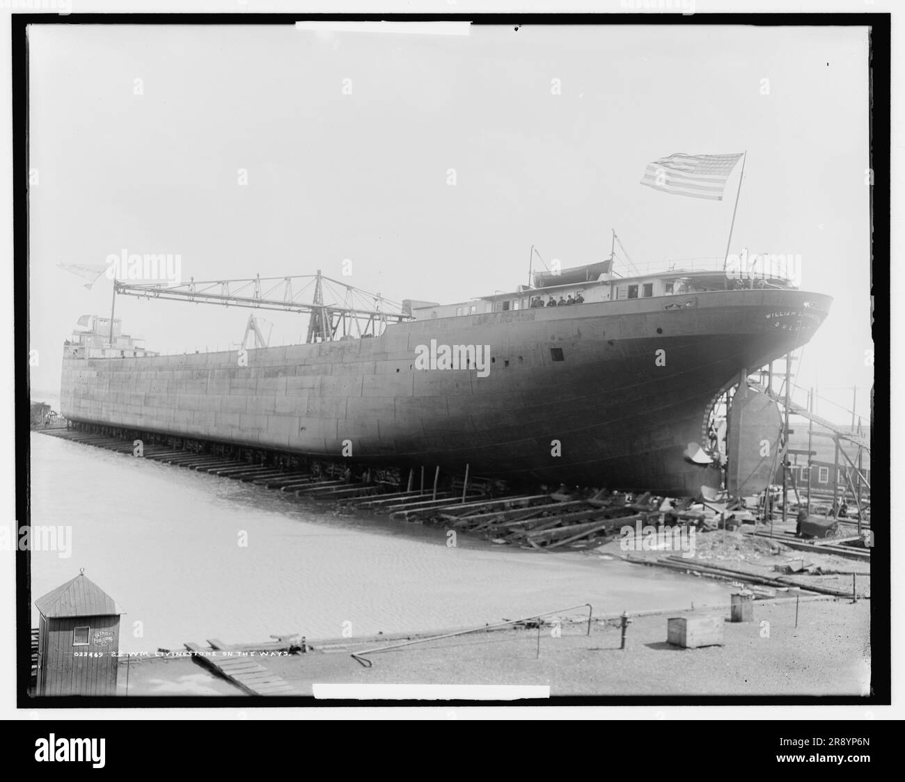 Freighter ship on the great lakes Black and White Stock Photos & Images ...
