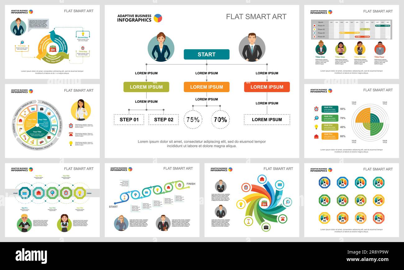Colorful consulting or banking concept infographic charts set Stock ...