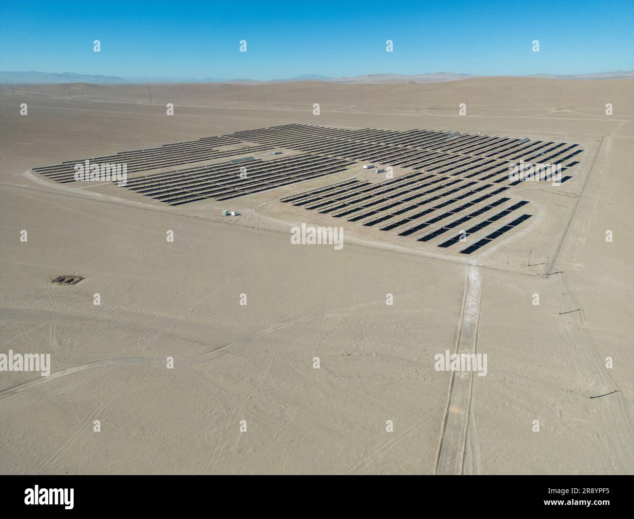 Photovoltaics: Aerial view of a power station in the sunny Atacama ...