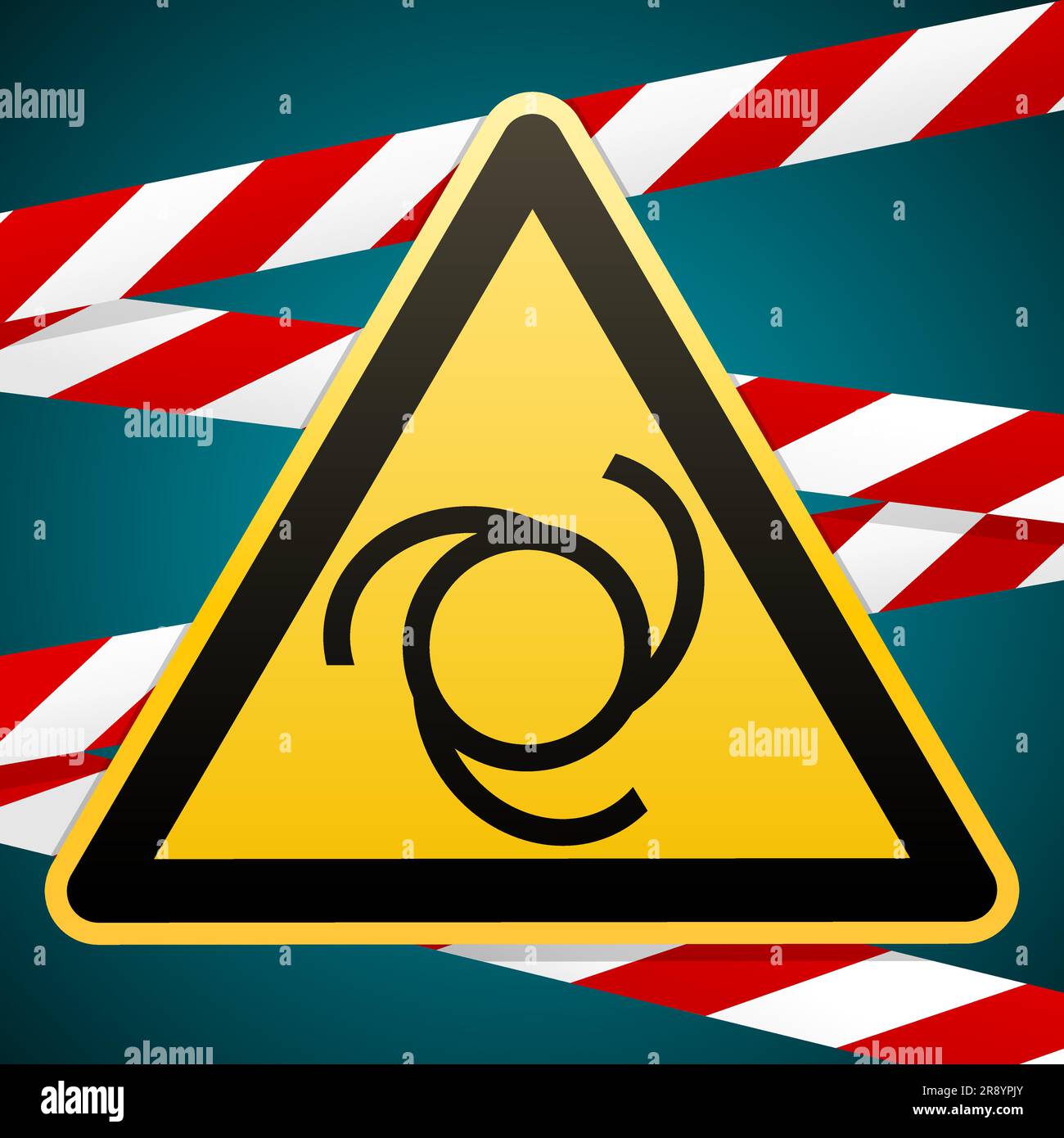 Caution - danger. Automatic start of equipment. Warning sign. Yellow ...