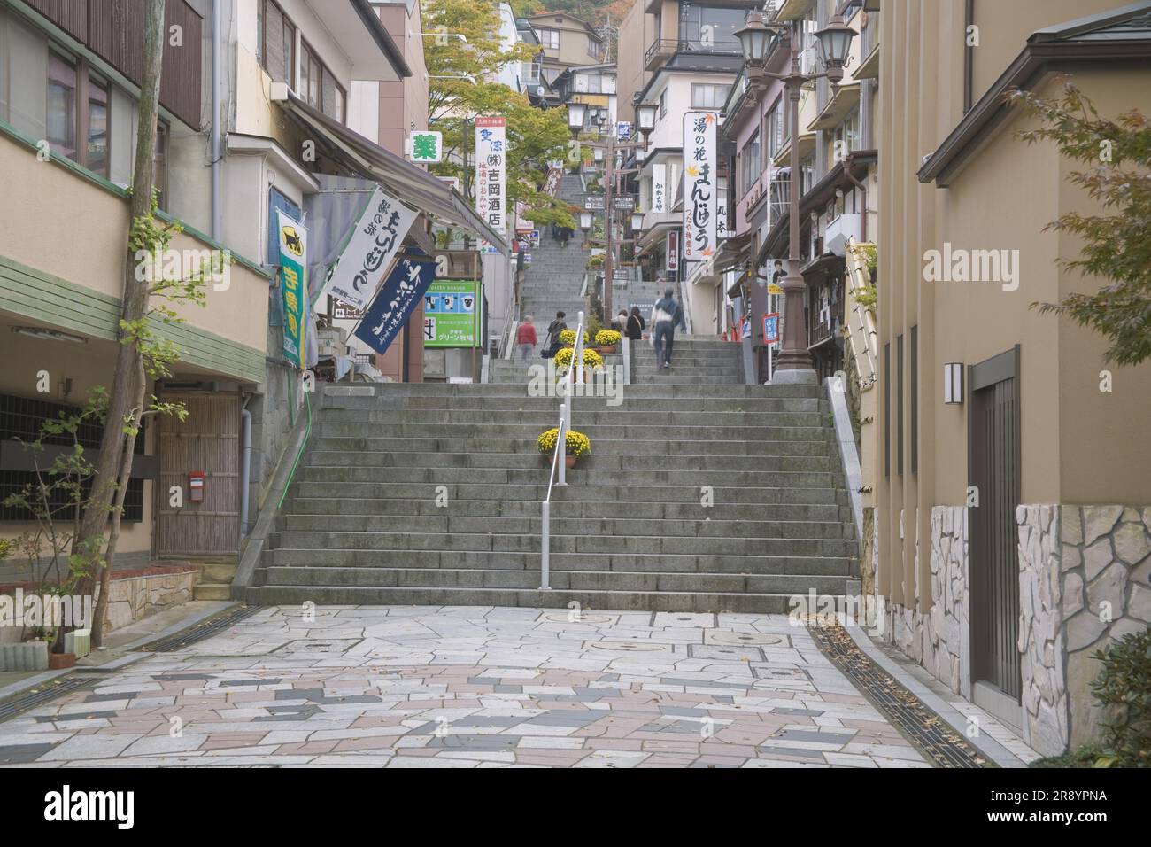 Ikaho onsen stone steps Stock Photo - Alamy