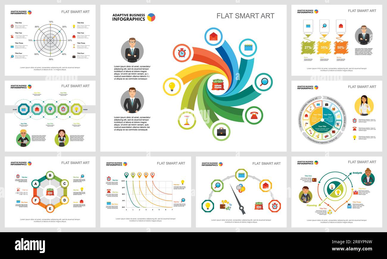 Colorful accounting or production concept infographic charts set Stock ...