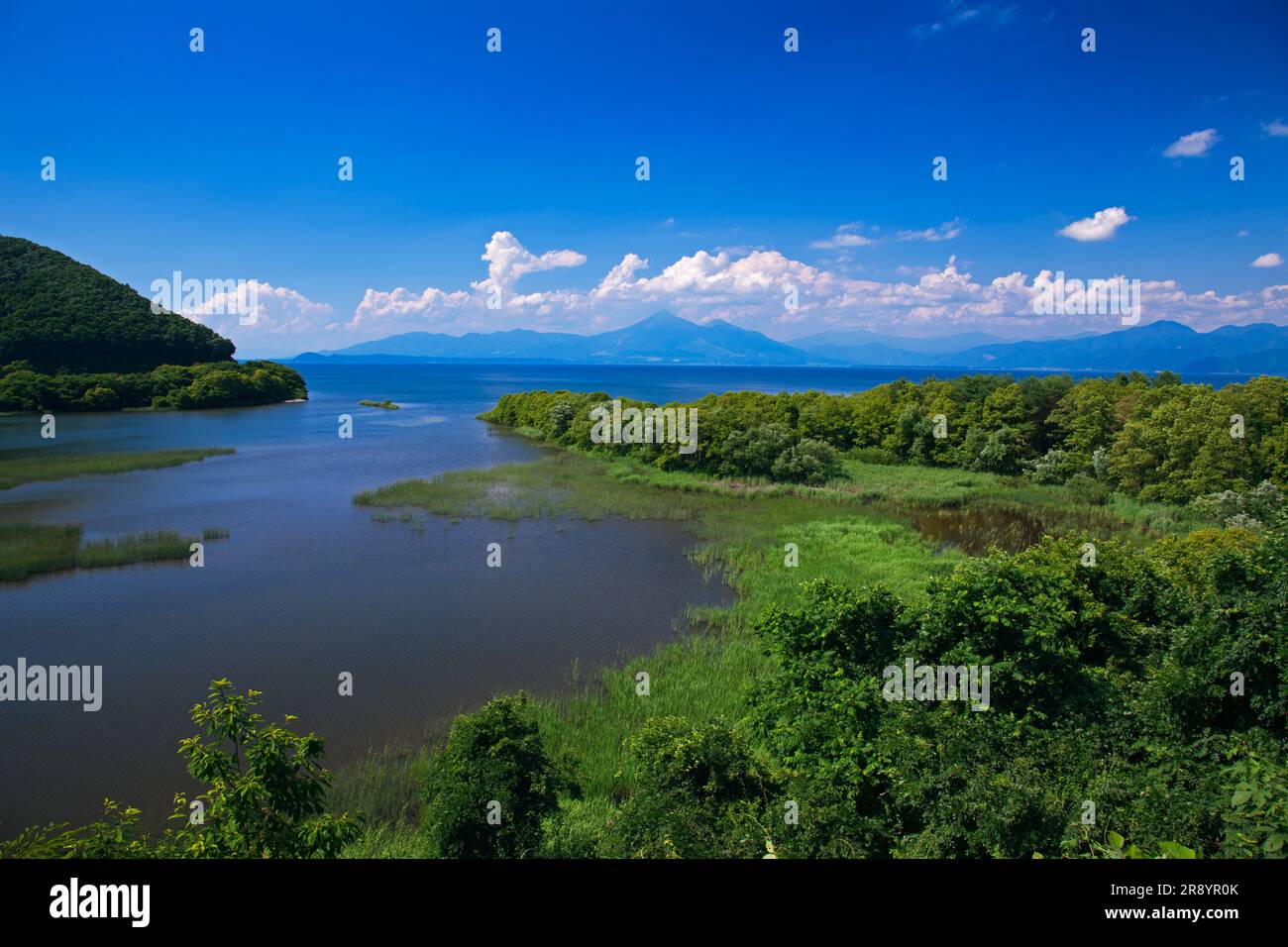 Oninuma, Lake Inawashiro and Mt Bandai Stock Photo - Alamy