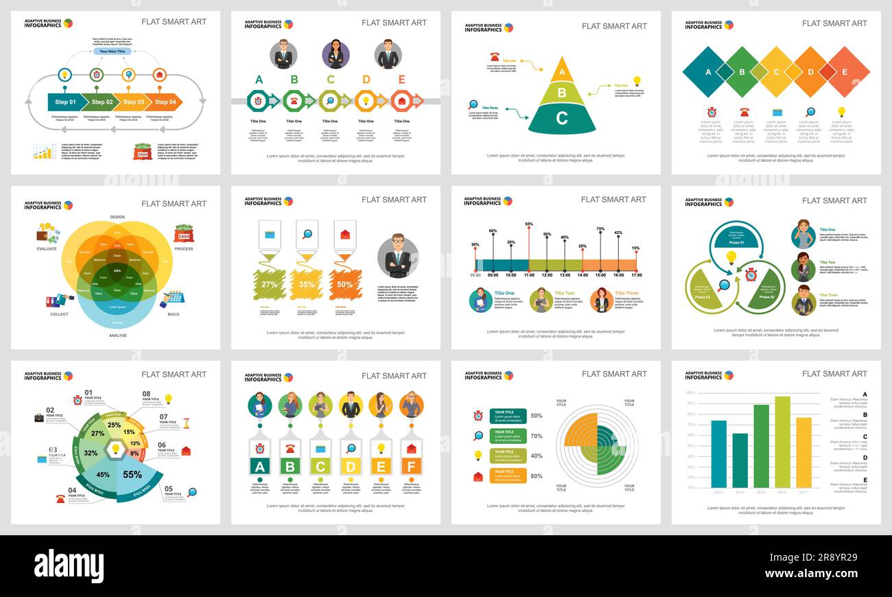 Colorful statistics or analysis concept infographic charts set Stock ...