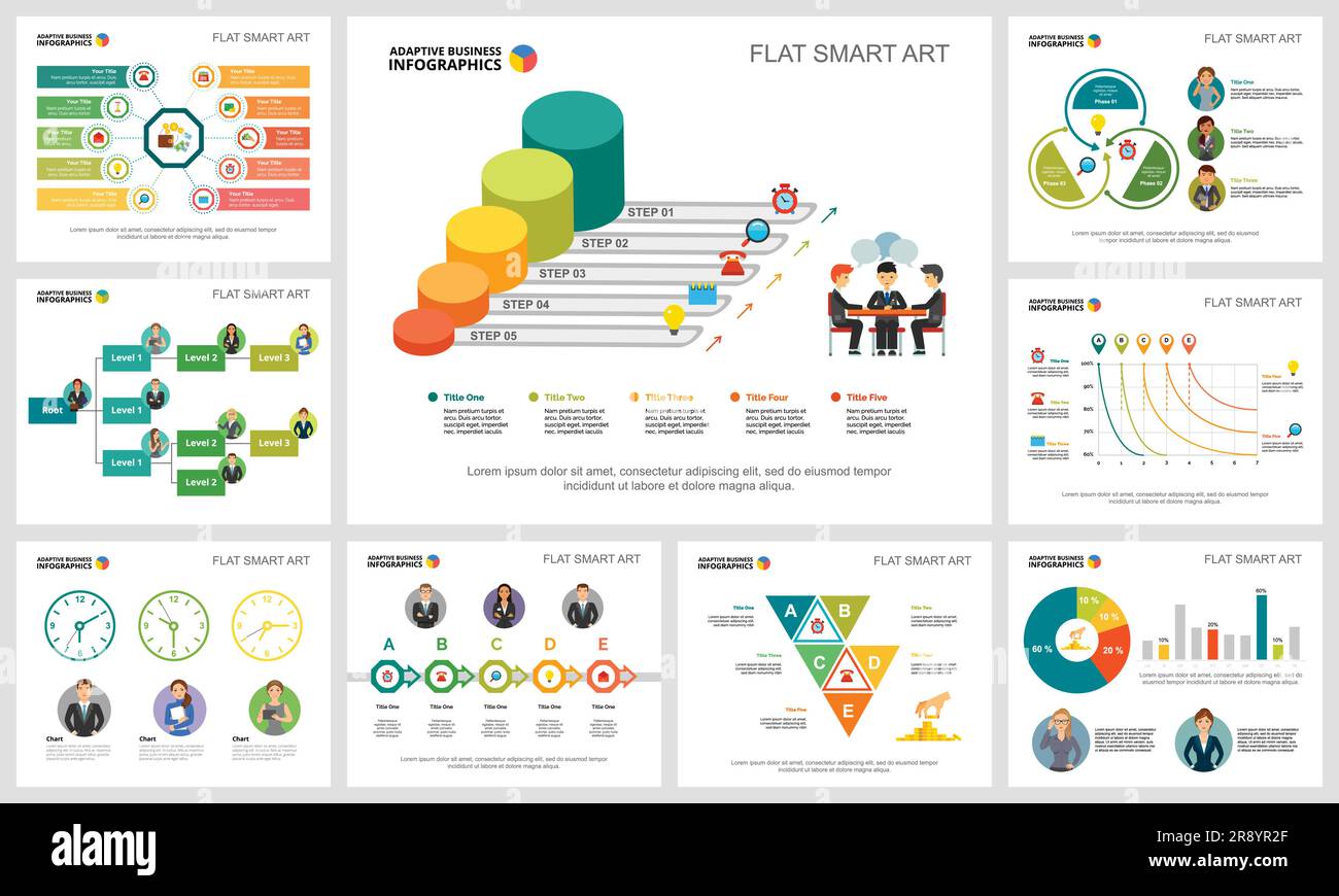 Colorful training or finance concept infographic charts set Stock ...
