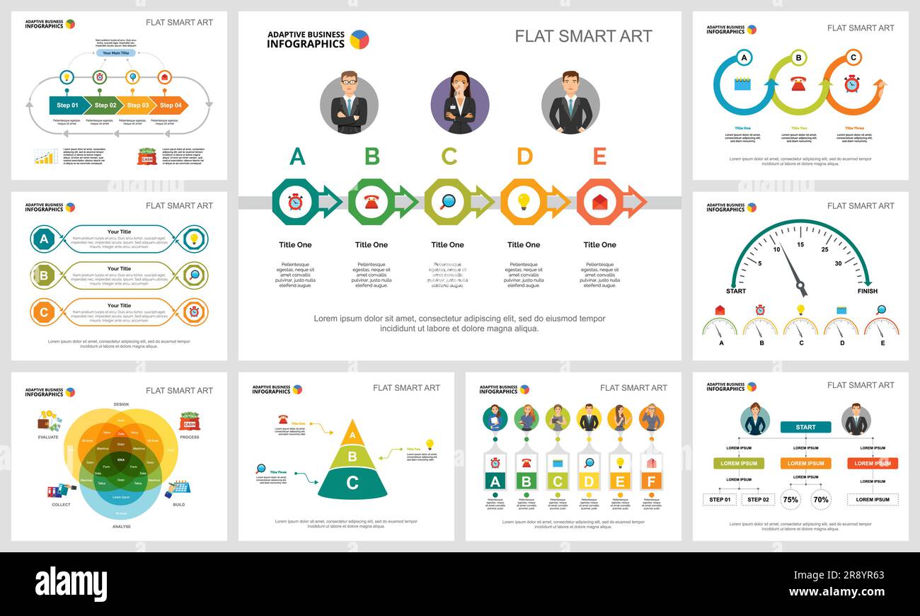 Colorful research or training concept infographic charts set Stock ...