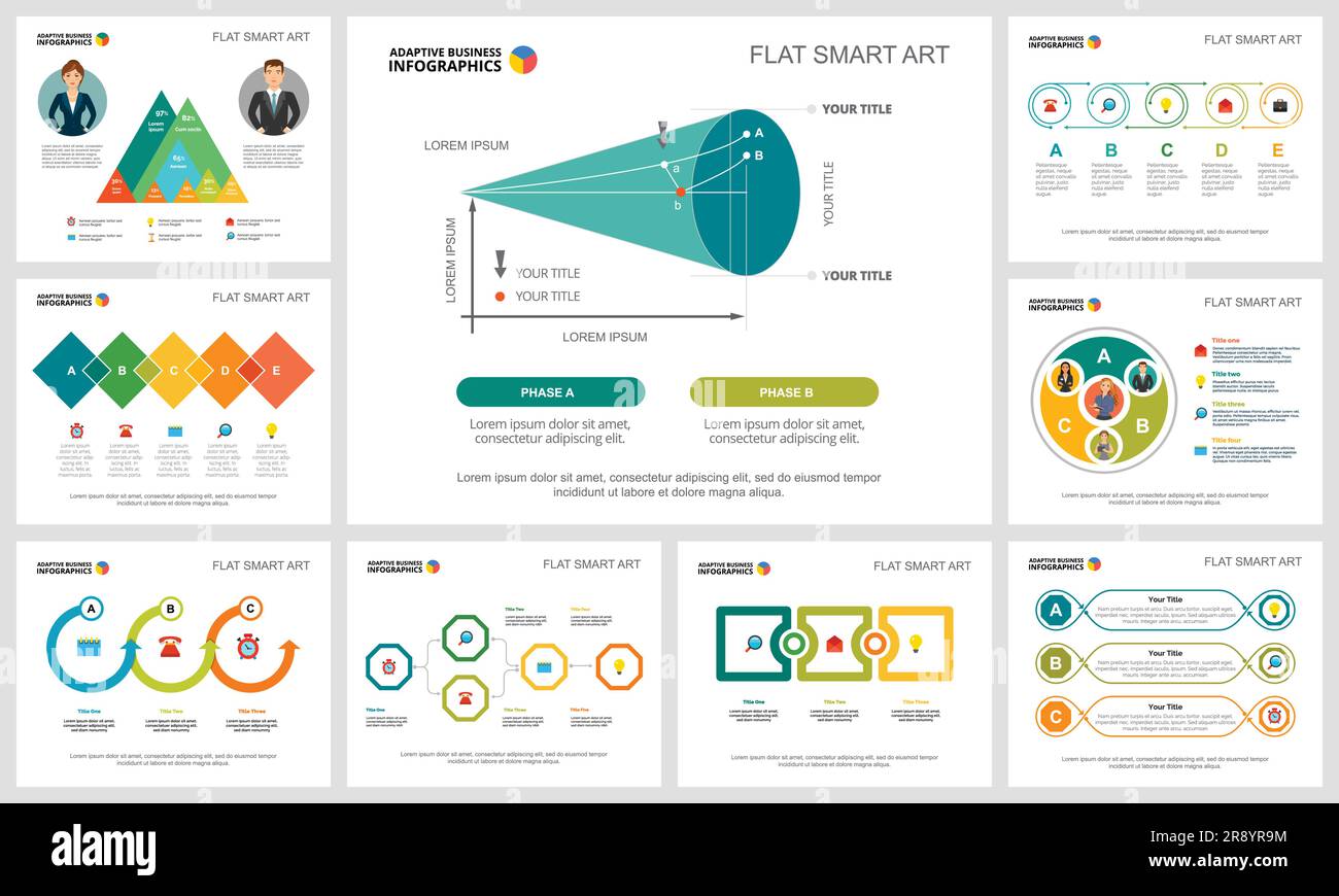 Colorful management or consulting concept infographic charts set Stock ...