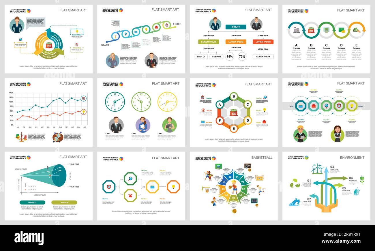 Colorful basketball and ecology concept infographic charts set Stock ...