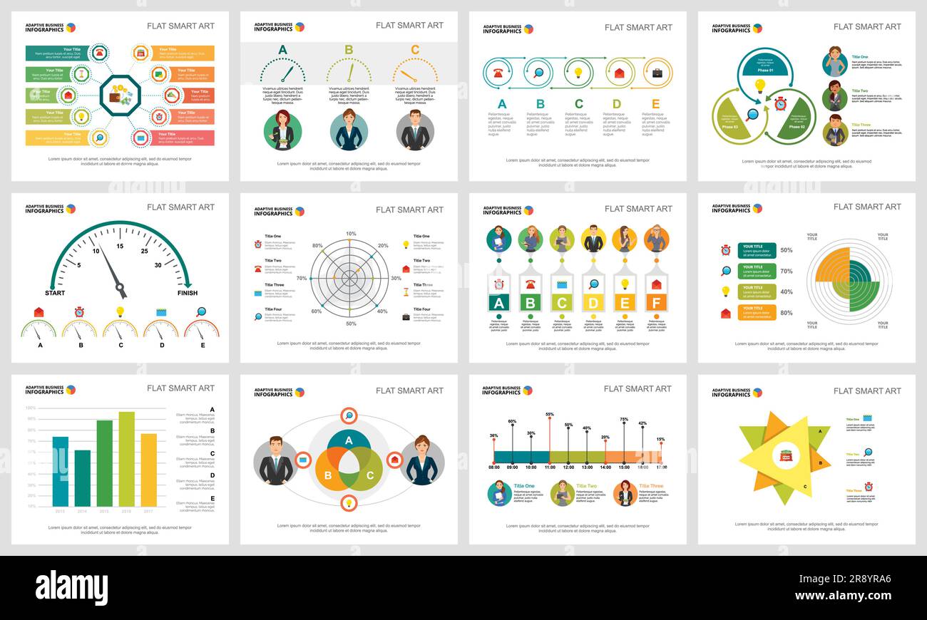 Colorful statistics or banking concept infographic charts set Stock ...