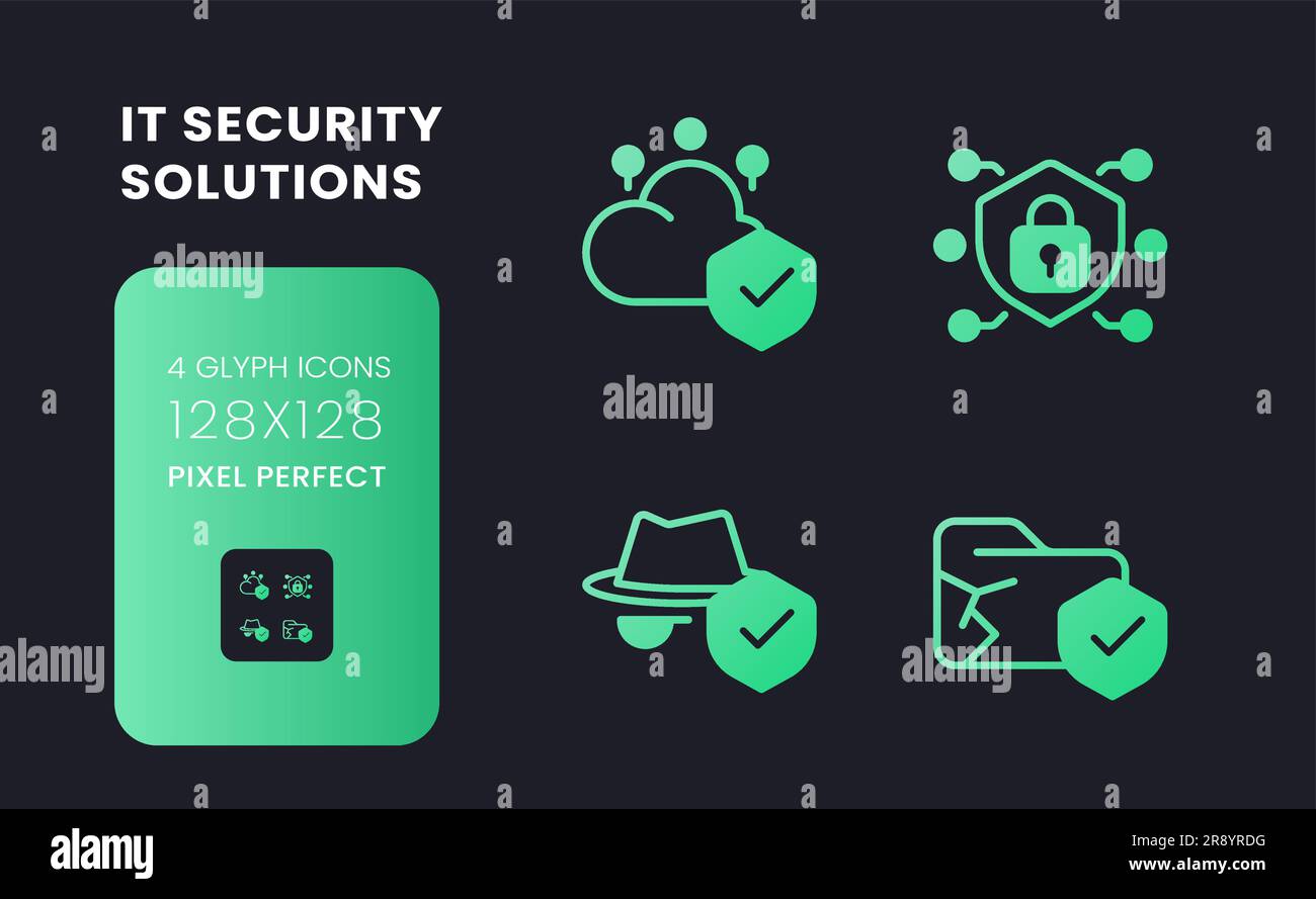 Data security solutions green solid gradient desktop icons Stock Vector Image & Art - Alamy