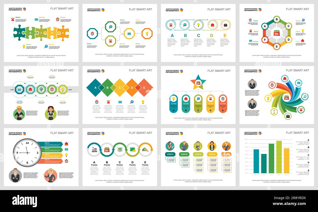 Colorful management or analysis concept infographic charts set Stock ...