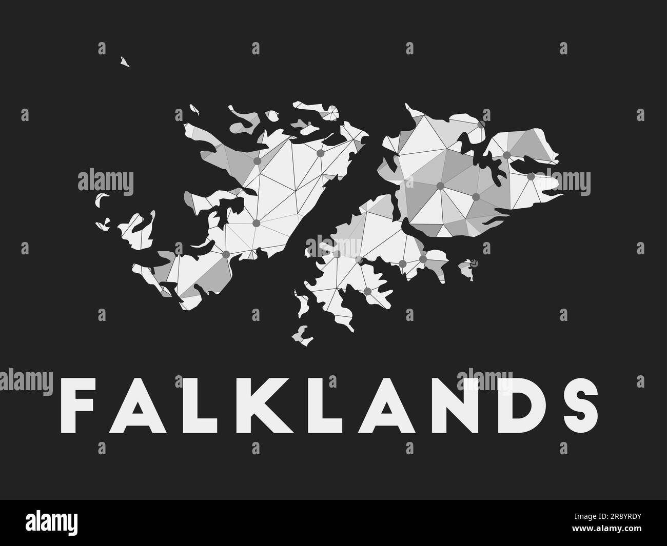 Falklands - communication network map of country. Falklands trendy ...