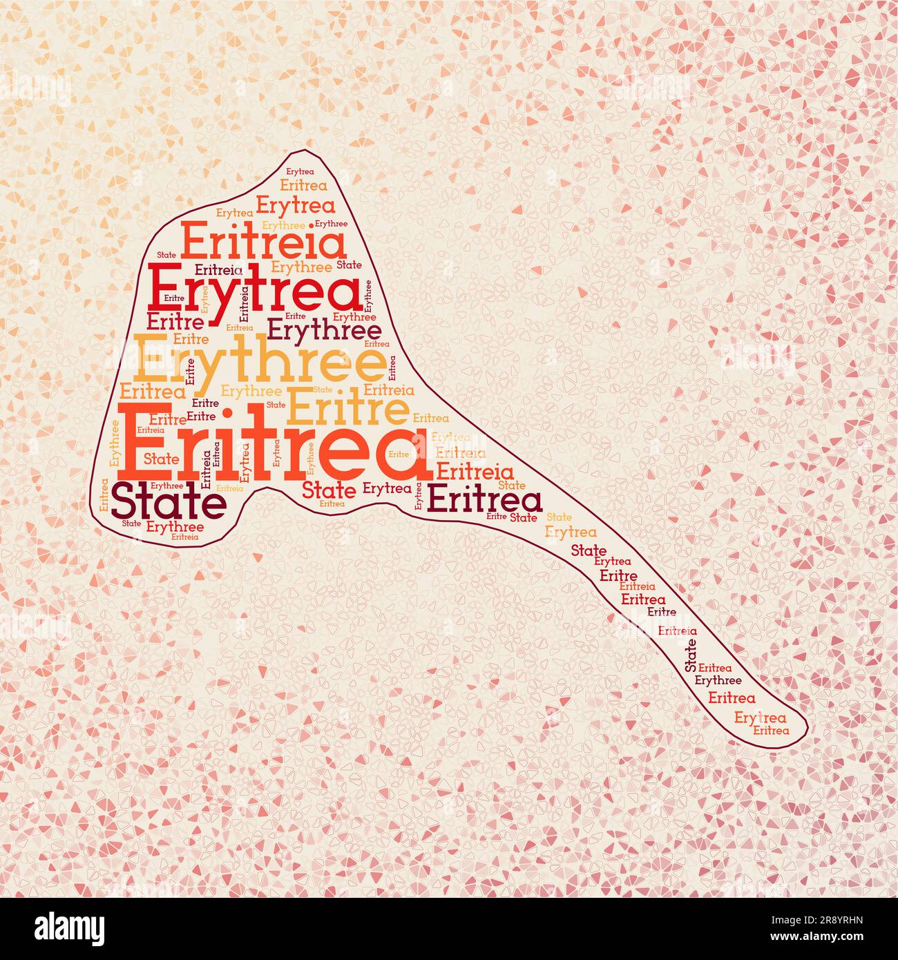 Eritrea shape with country names word cloud in multiple languages ...