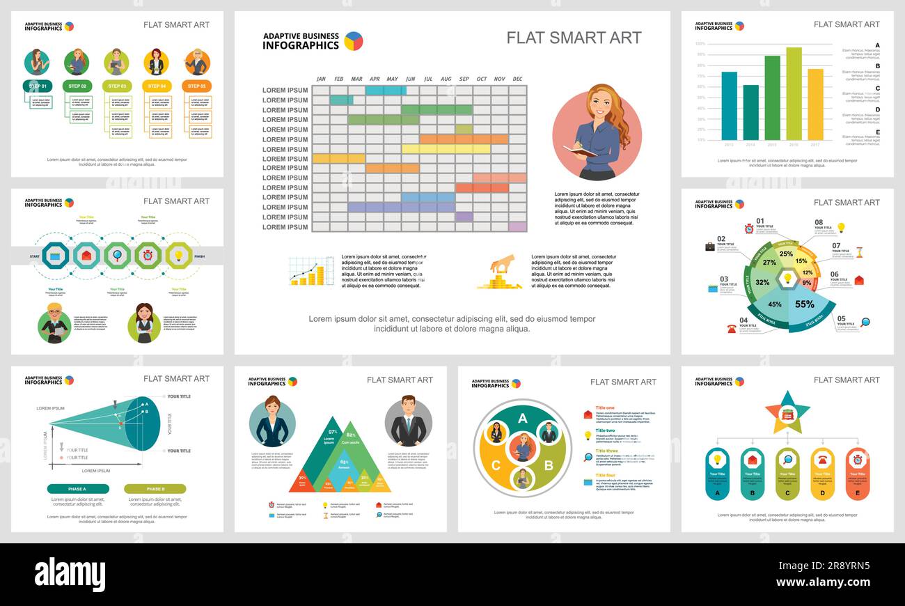 Colorful management or analytics concept infographic charts set Stock ...
