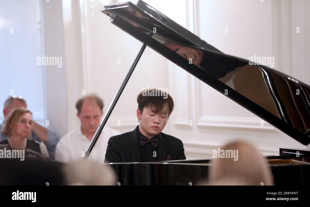 London, Britain. 22nd June, 2023. Chinese pianist Rao Hao plays the ...