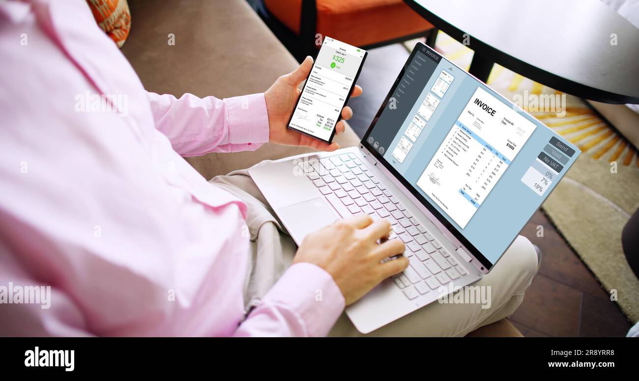 E Invoice Software. Checking Electronic Account Statement Stock Photo - Alamy