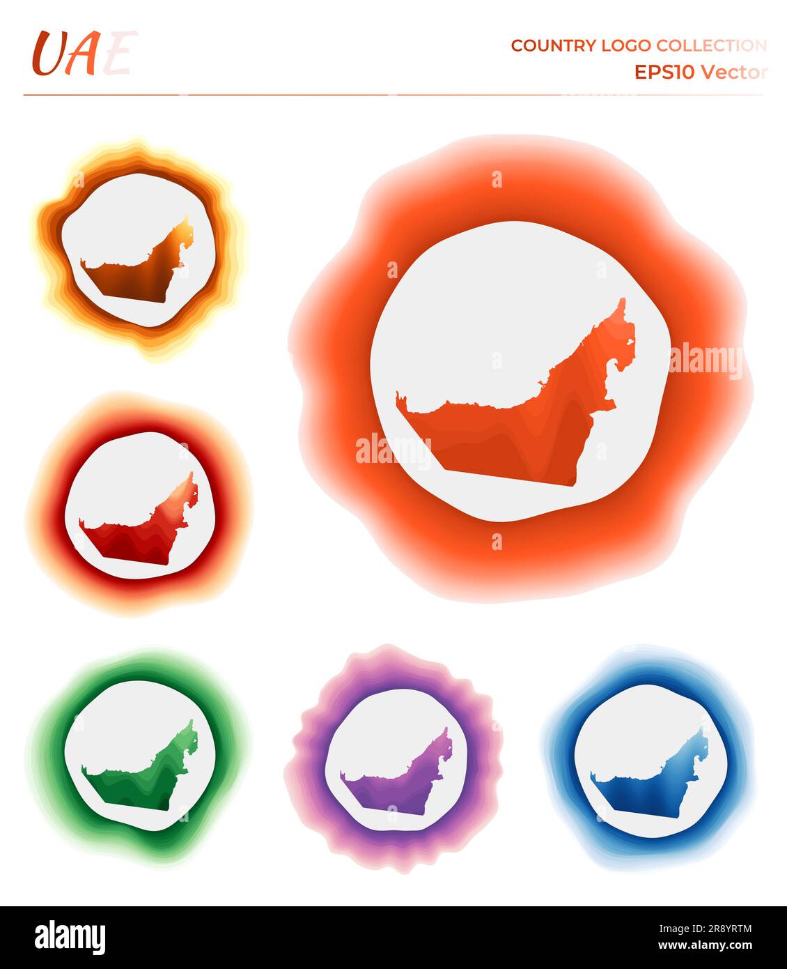 UAE logo collection. Colorful badge of the country. Layers around UAE ...