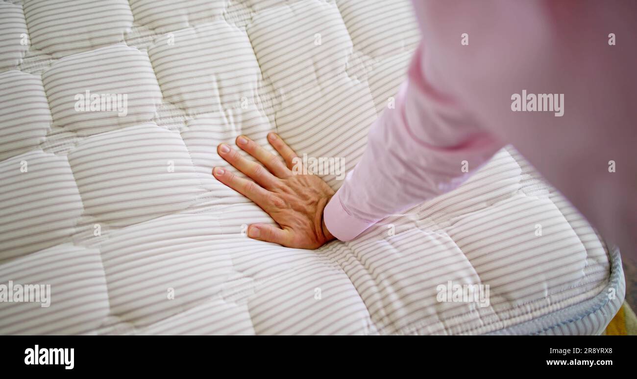 Hand Testing Orthopedic Memory Foam Core Mattress Stock Photo - Alamy