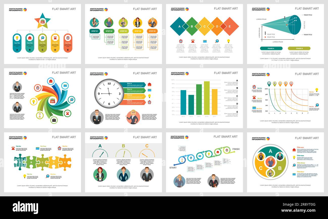 Colorful insurance or marketing concept infographic charts set Stock ...