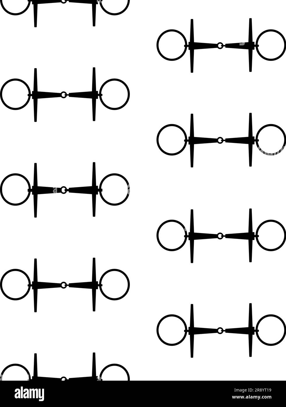 Vector seamless pattern of flat horse equestrian bit silhouette ...