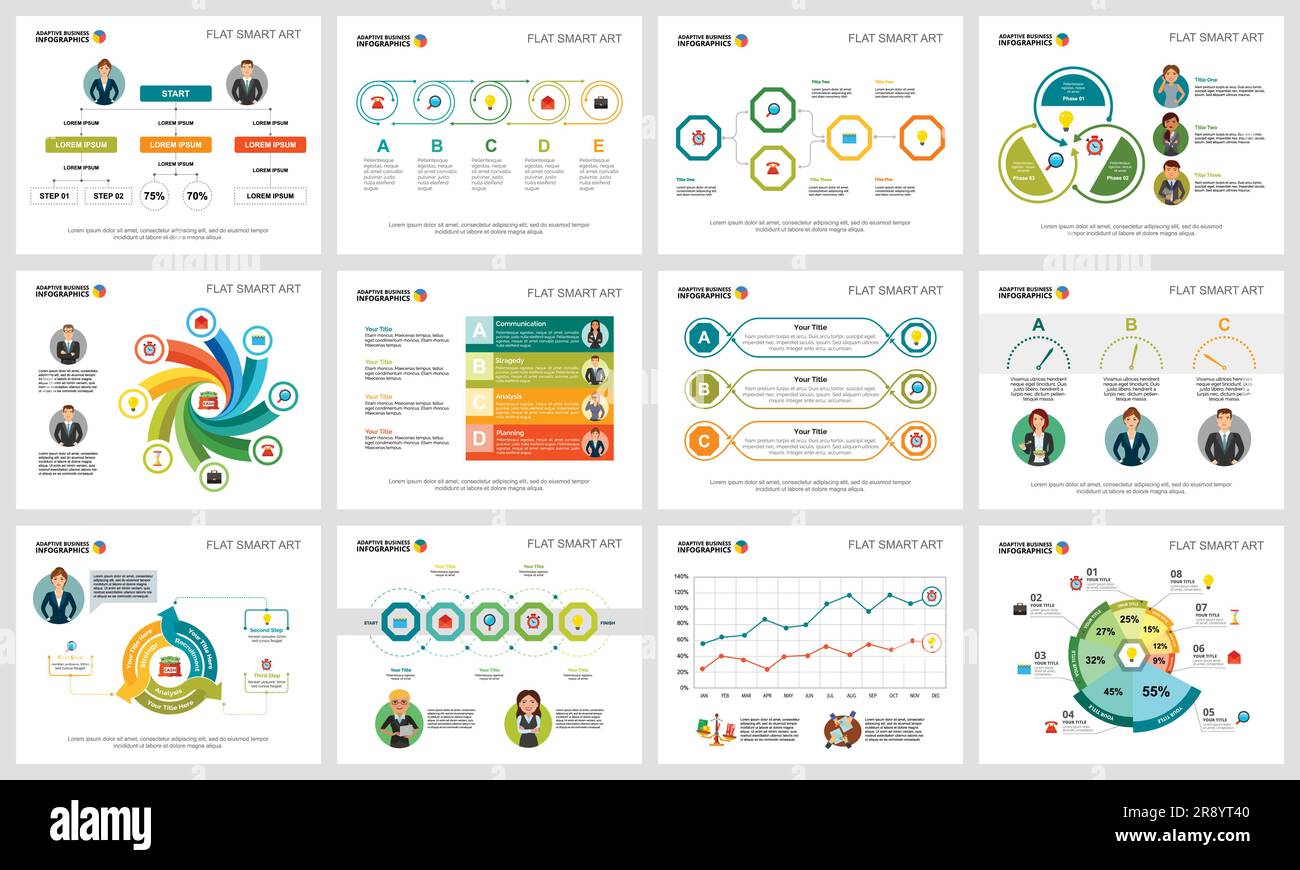 Colorful statistics or research concept infographic charts set Stock ...