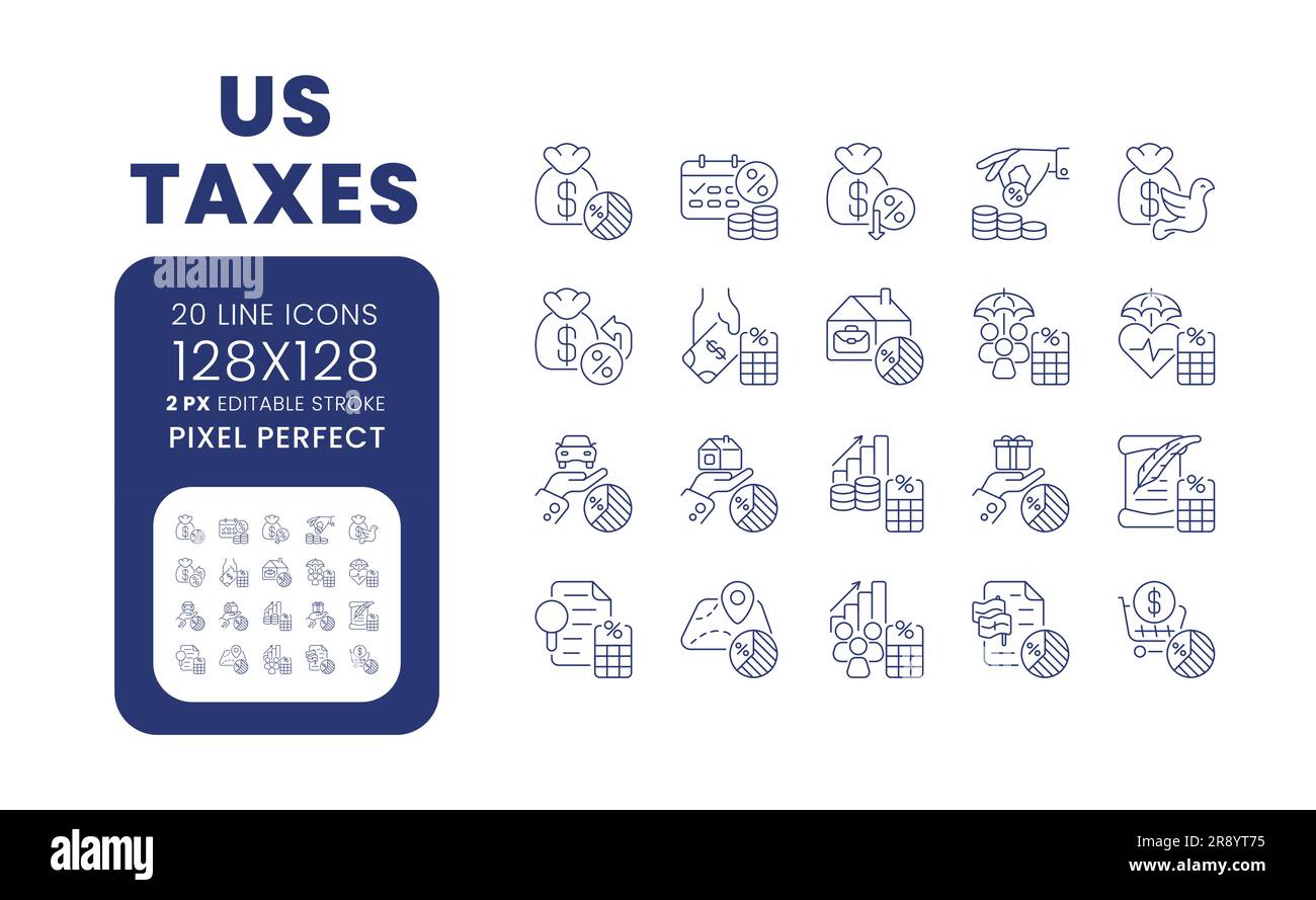 Taxes icons set outline Cut Out Stock Images & Pictures - Alamy