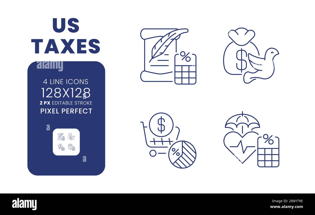 US taxes linear desktop icons set Stock Vector Image & Art - Alamy