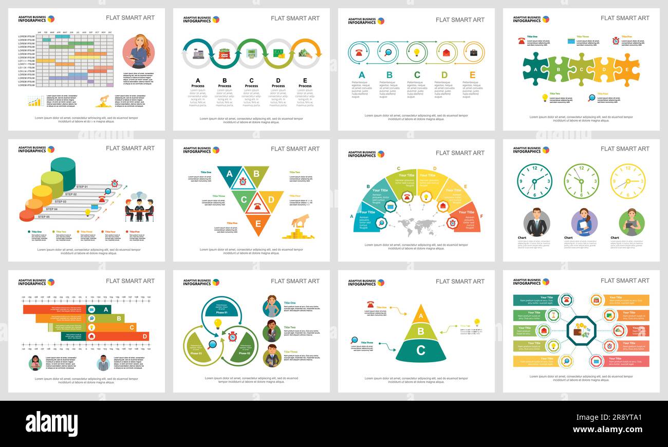 Colorful teamwork or finance concept infographic charts set Stock ...