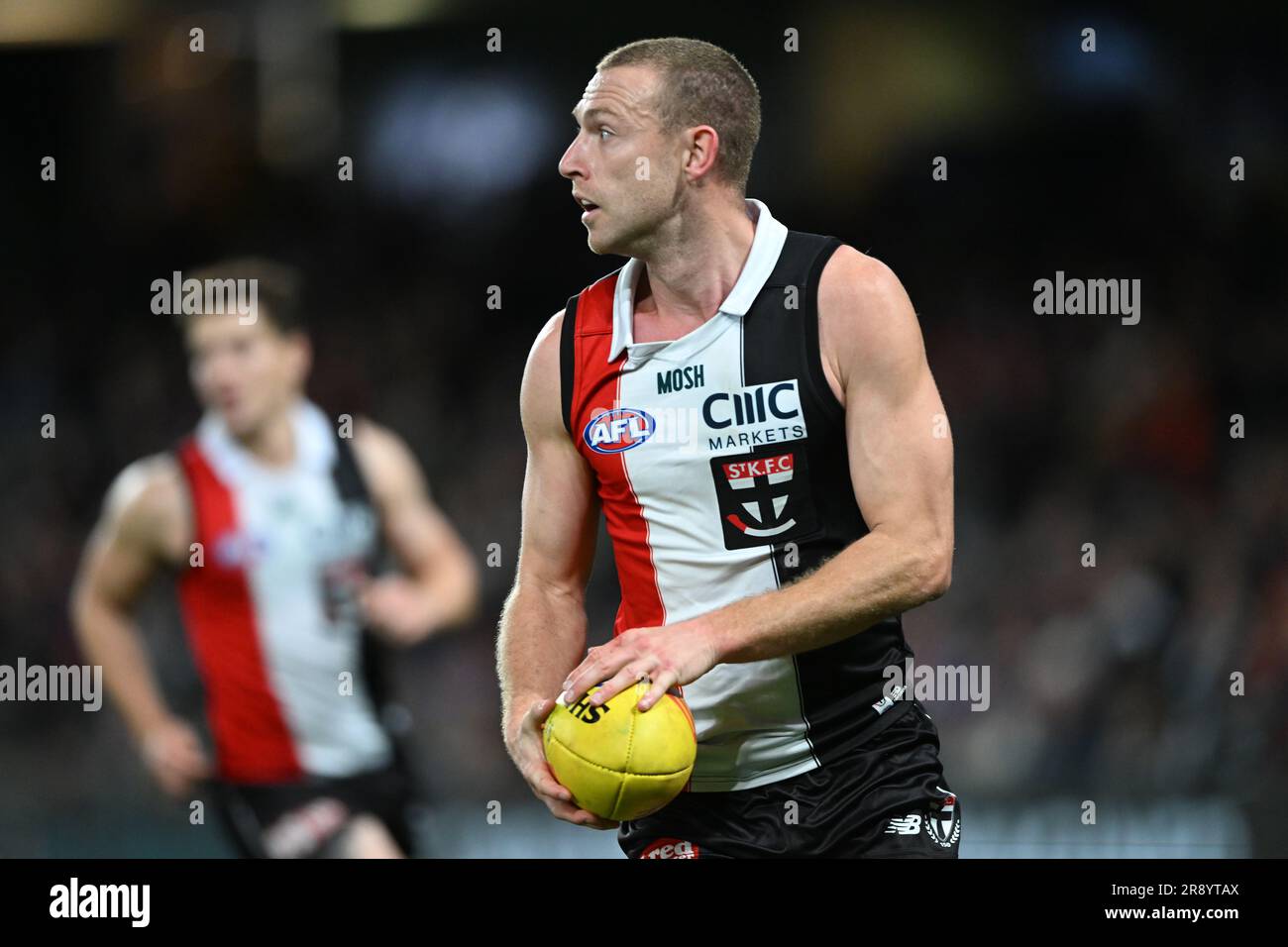 Melbourne, Australia. 23rd June, 2023. Callum Wilkie of St Kilda in action during the AFL Round ...