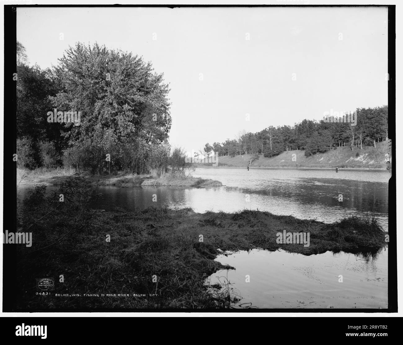Beloit, Wisconsin, fishing in Rock River below city, c1898 Stock Photo ...