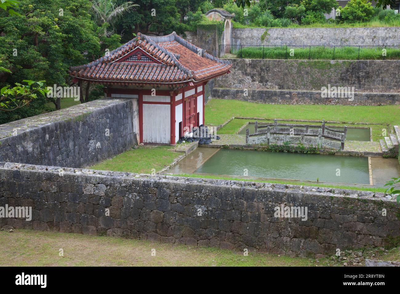 Enkakuji Temple ruins main gate and Houjyo bridge Shuri Castle Stock ...