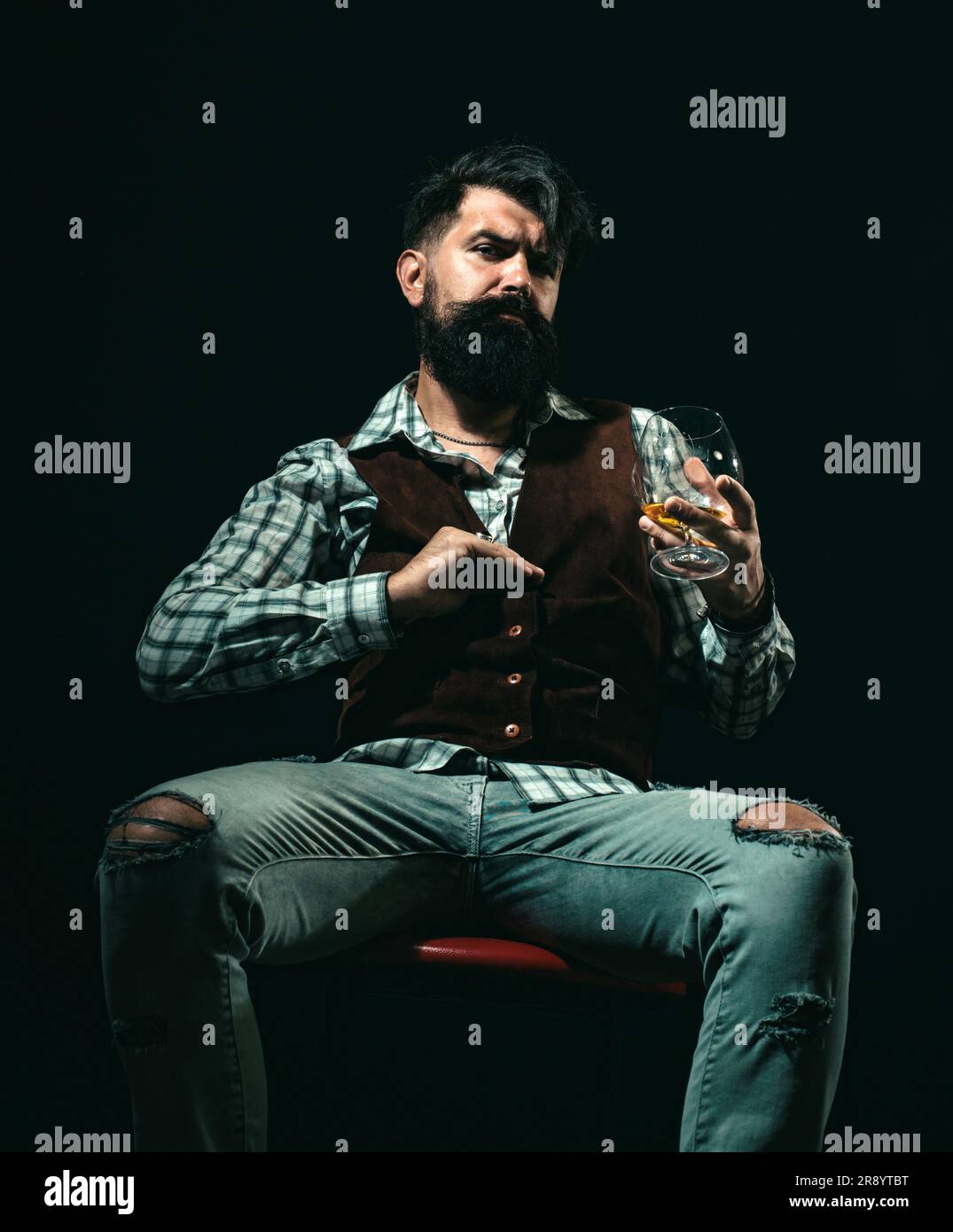 Alcohol concept. Sad man with depression looking in camera. Alcoholic ...