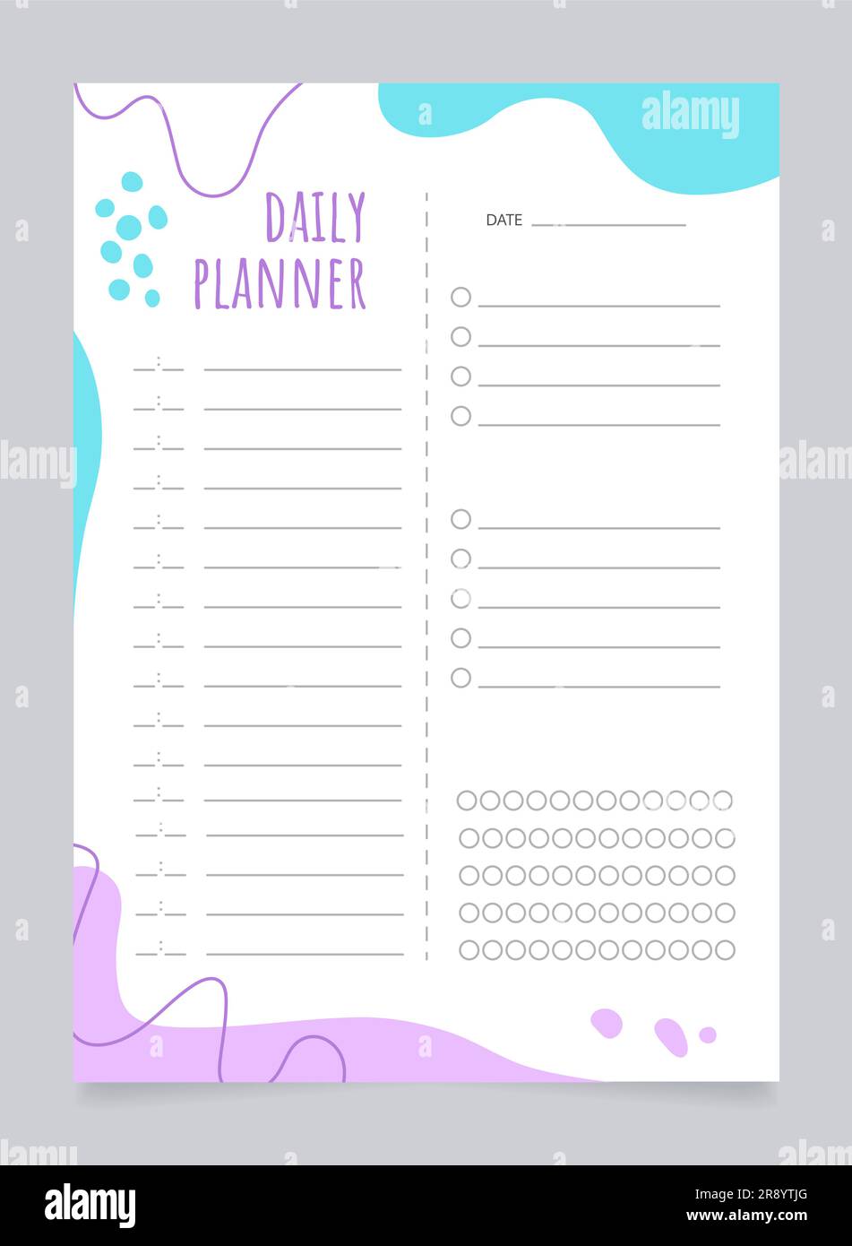 Daily planner worksheet design template Stock Vector Image & Art - Alamy