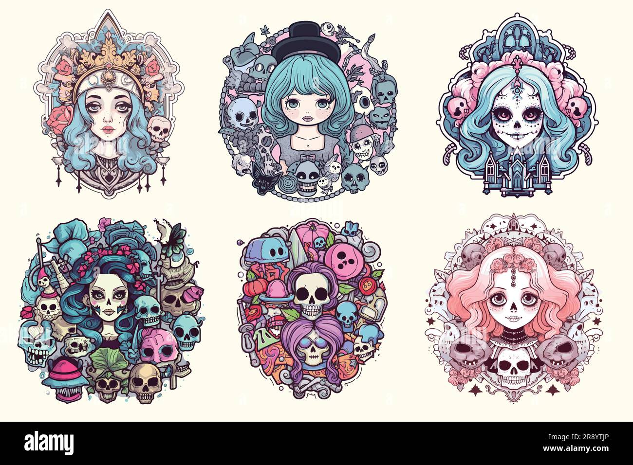a gothic sticker, adorable and flashy colors. Details for halloween ...