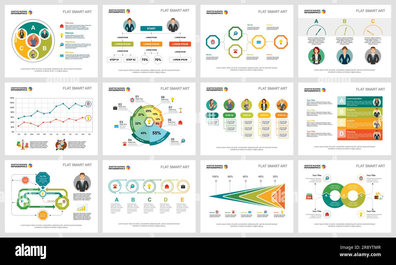 Colorful marketing or production concept infographic charts set Stock ...